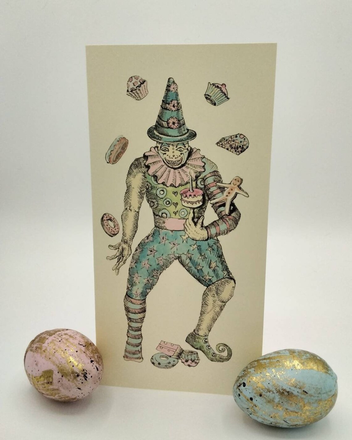 Clown Birthday Card Juggling Jester Card Happy Birthday - Etsy