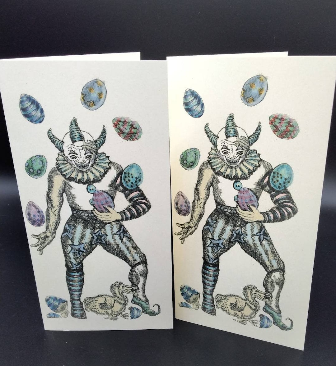 Clown Card, Unique Clown Birthday Card, Steampunk Card, Gothic Birthday ...