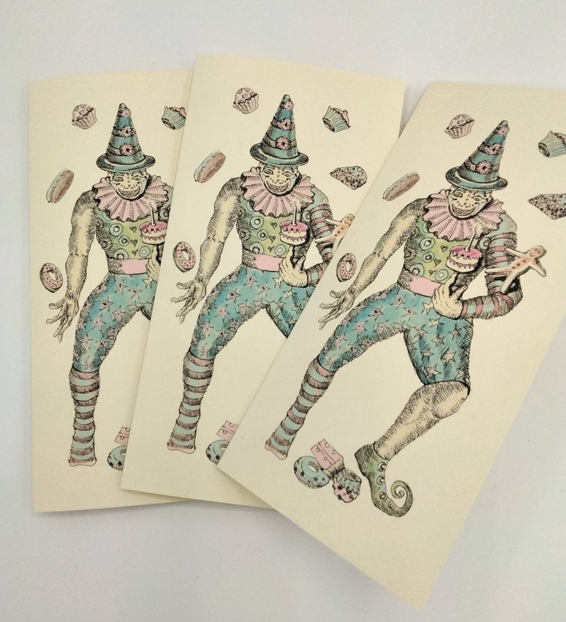 Clown Birthday Card Juggling Jester Card Happy Birthday - Etsy