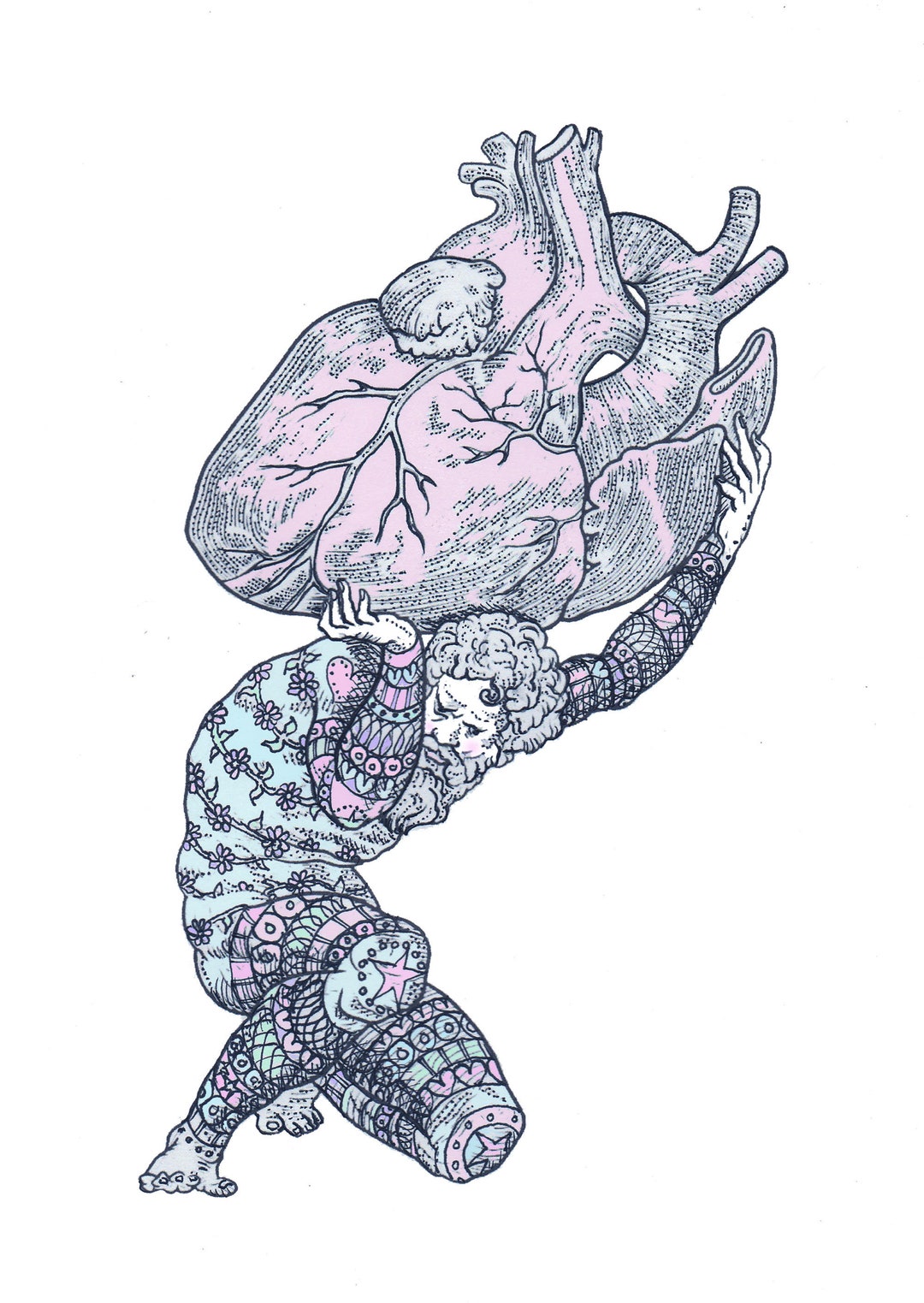 Heart Card, Weird Anatomy Card, Surreal Heart Card, Anatomical Heart ...