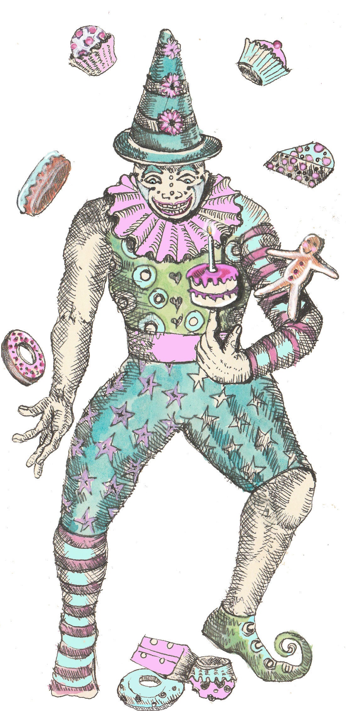 Clown Birthday Card, Juggling Jester Card, Happy Birthday Card, Clown ...