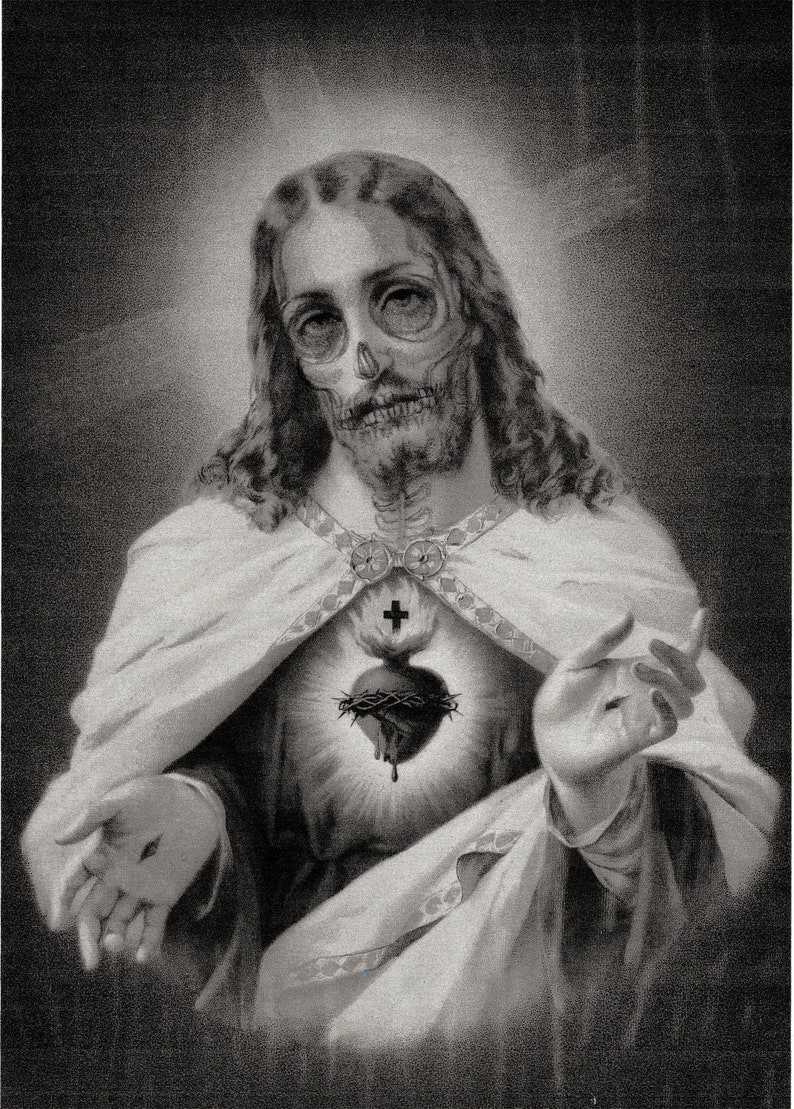 Religious art subversive jesus print gothic jesus print | Etsy
