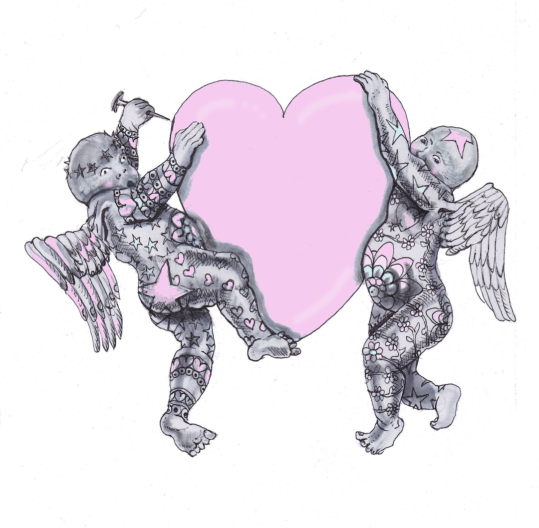 Carte damour chérubin chérubin ange coquin carte de cœur - Etsy France