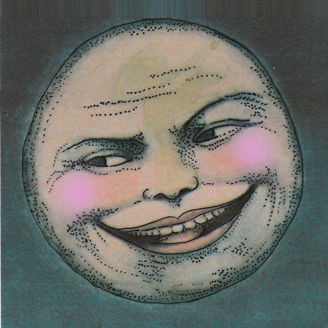 Moon Card, Moon Face, Moon Illustration, Moon Birthday Card Uk, Man in ...