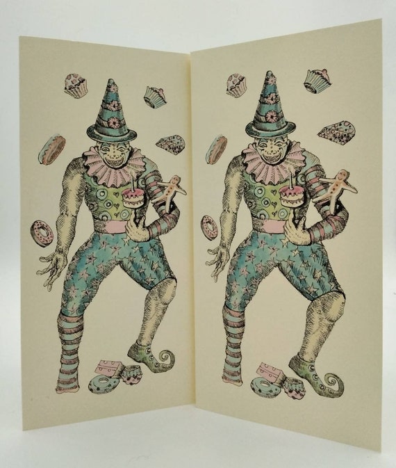 Clown Birthday Card Juggling Jester Card Happy Birthday - Etsy UK