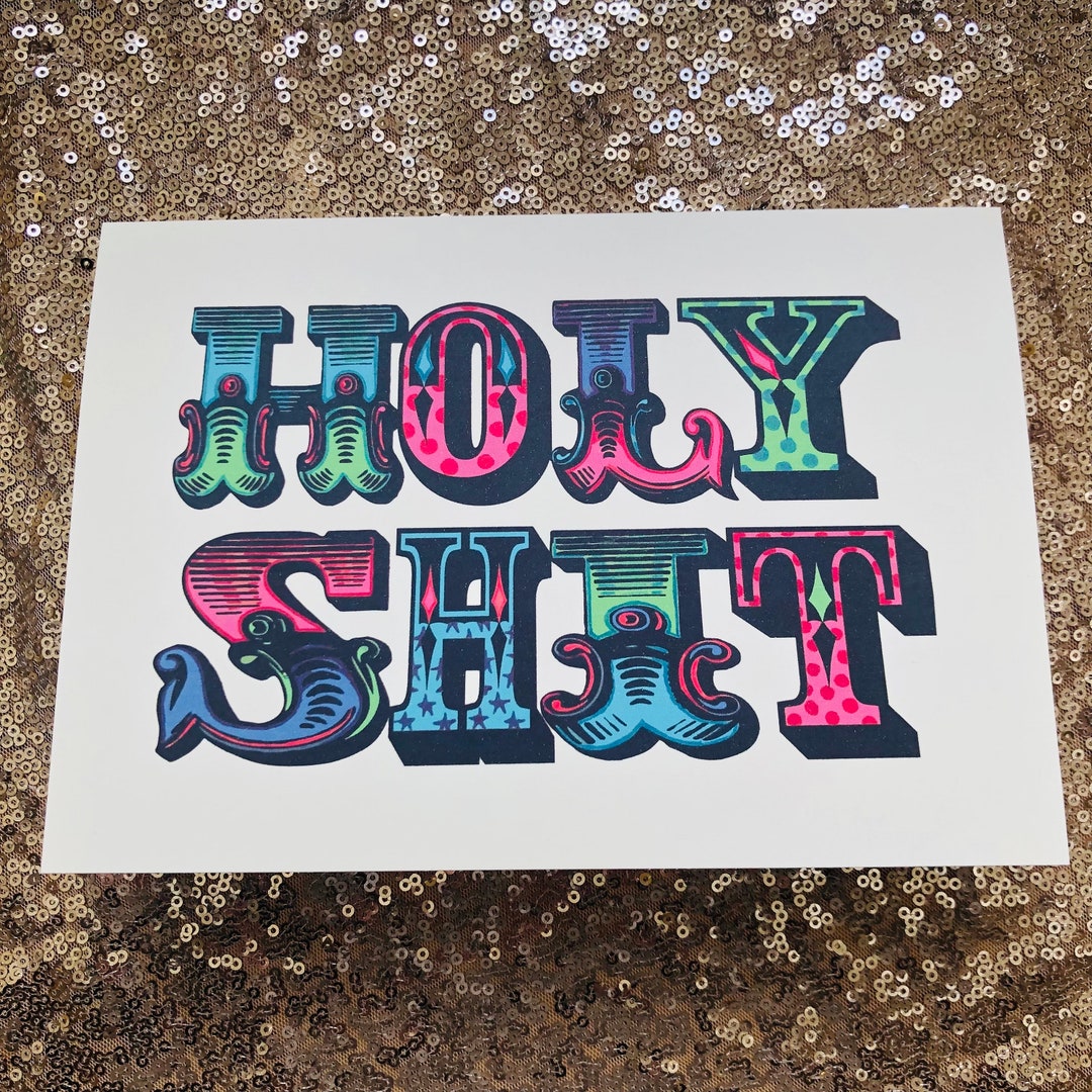 Holy Shit Card, Funny Birthday Card, Adult Card, Circus Letters ...