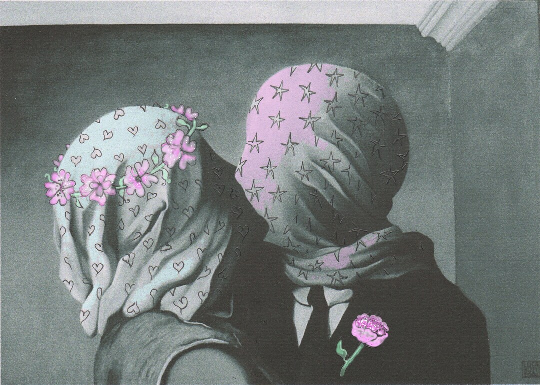 Surreal Card, Altered Art, Magritte Lovers Card, Famous Artist ...