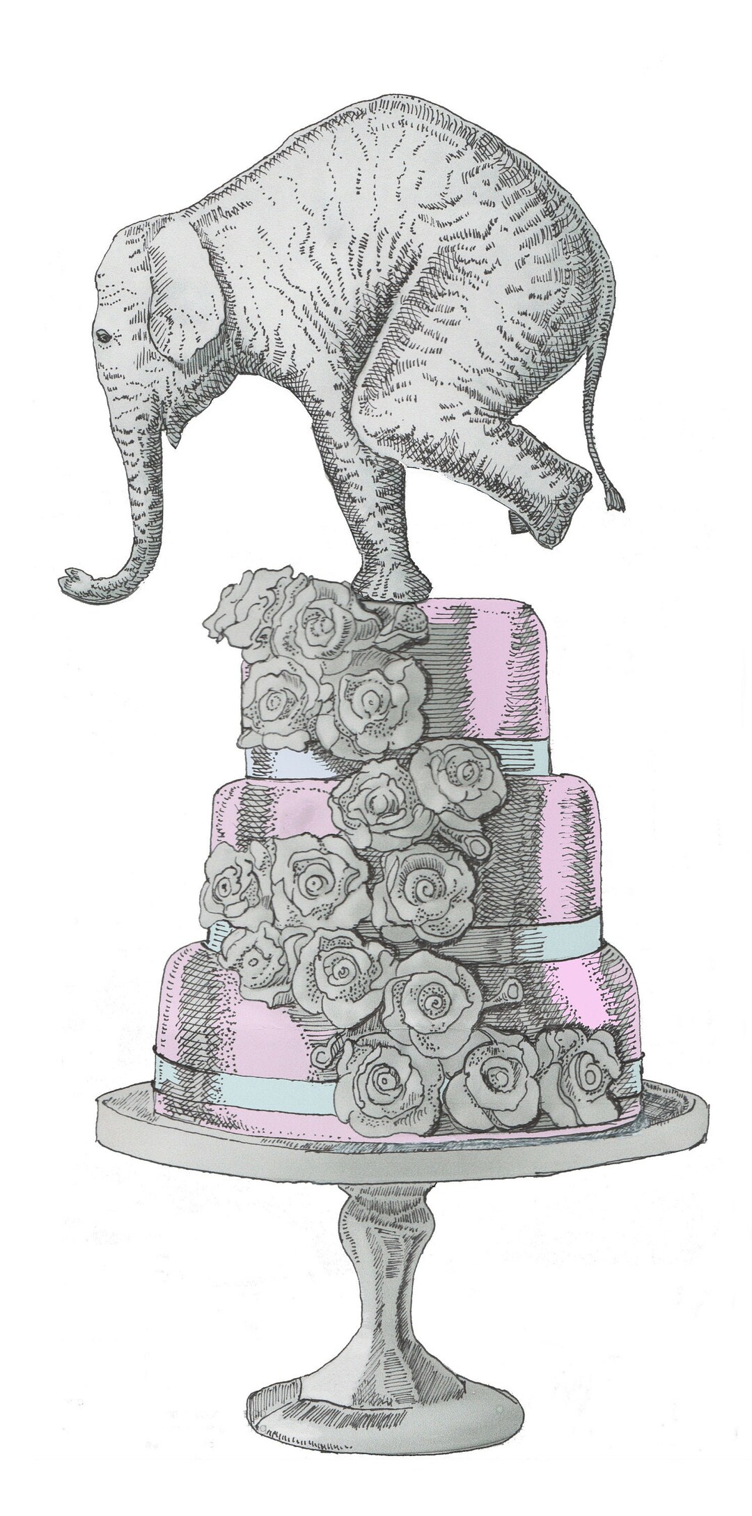 Elephant Birthday Card: Handstand Circus Animal Illustration - Etsy