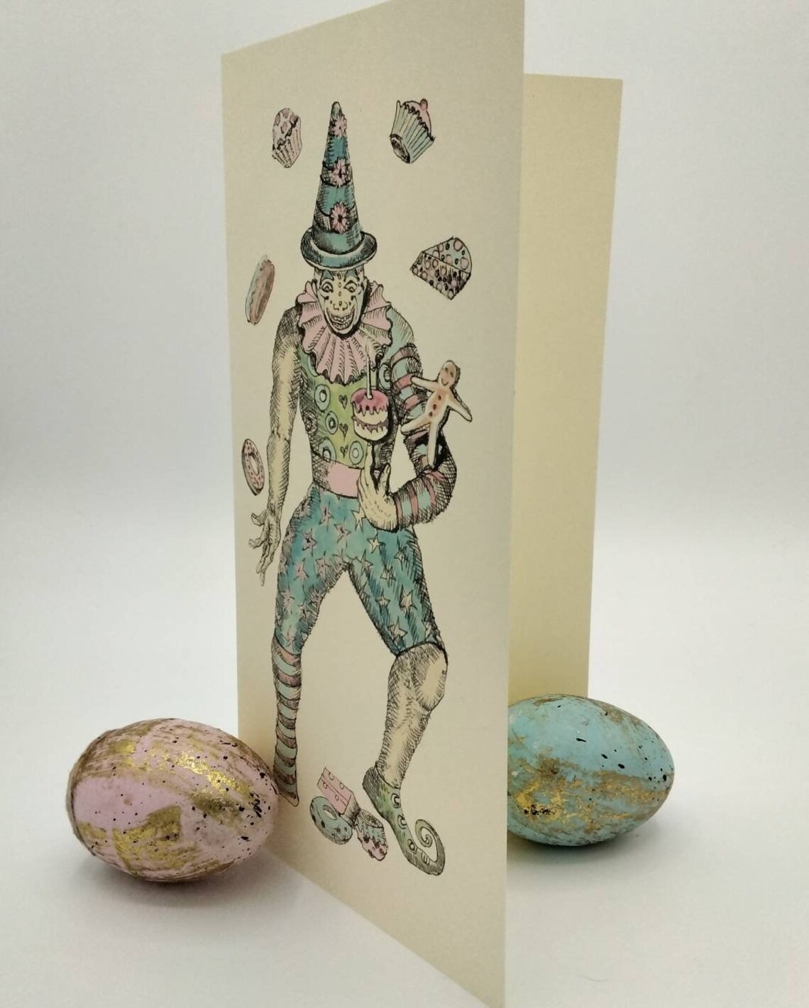 Clown Birthday Card Juggling Jester Card Happy Birthday - Etsy