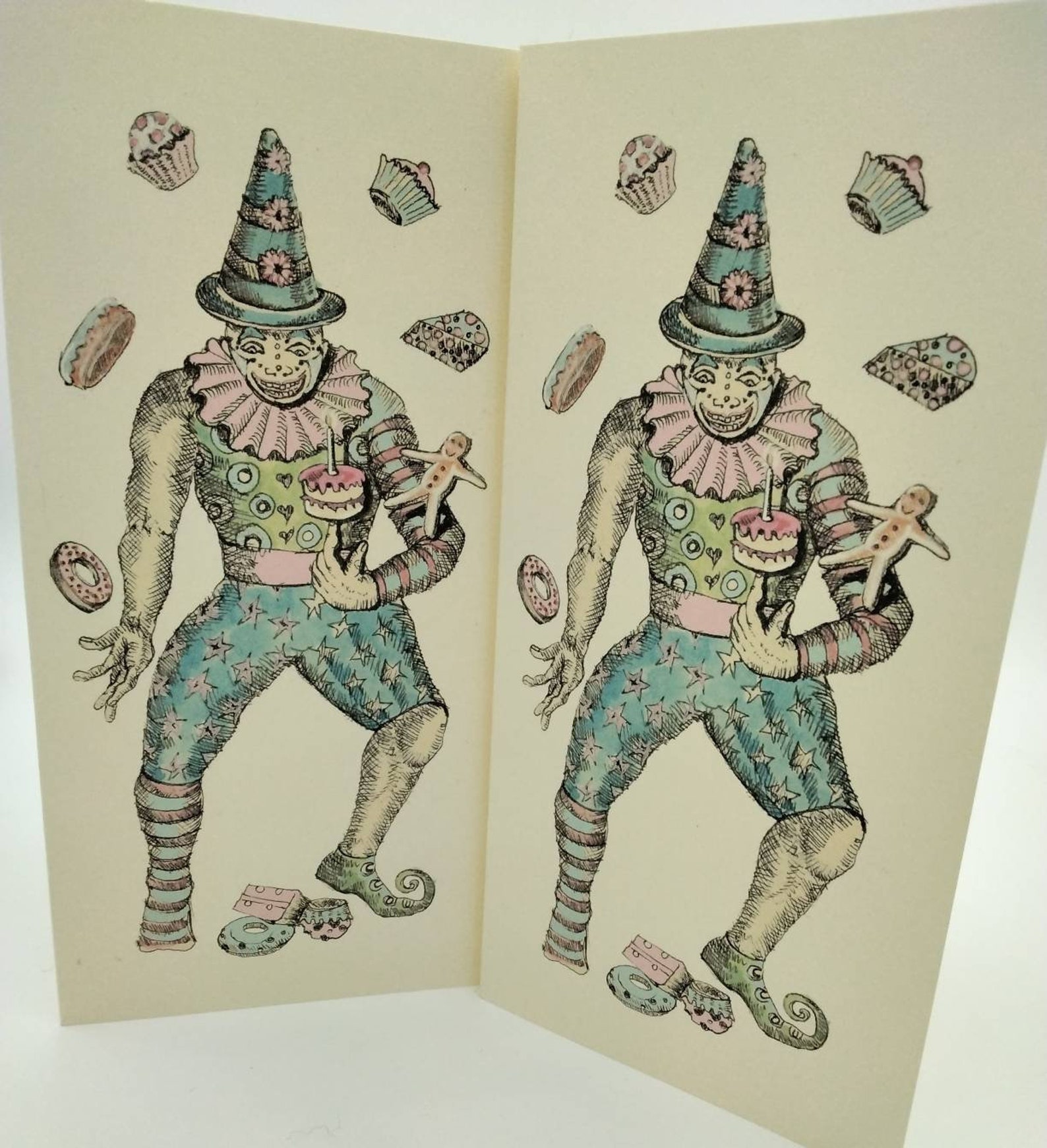 Clown Birthday Card Juggling Jester Card Happy Birthday - Etsy