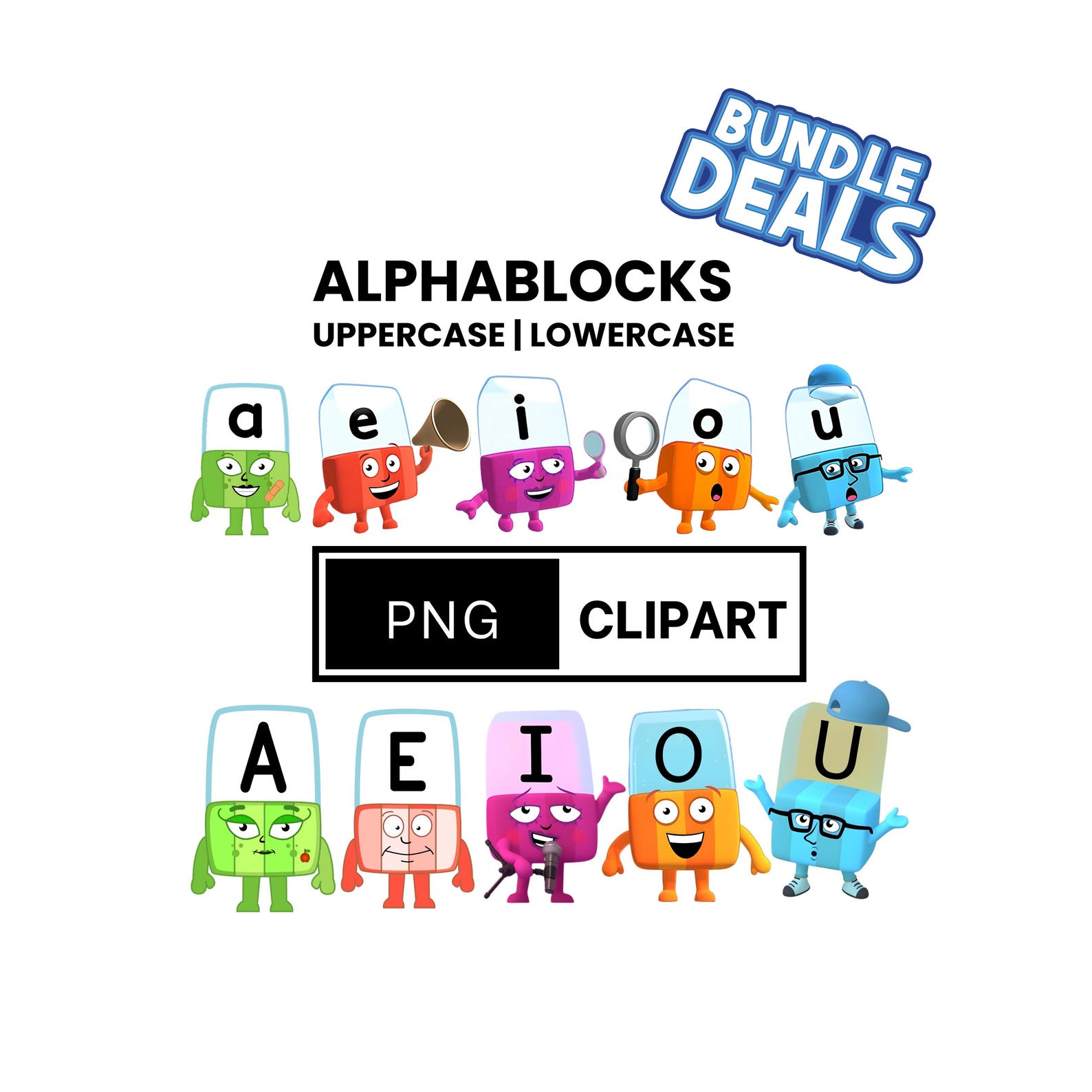 Alphablocks Printable Alphabet Letters, PNG Clipart Bundle, Uppercase ...
