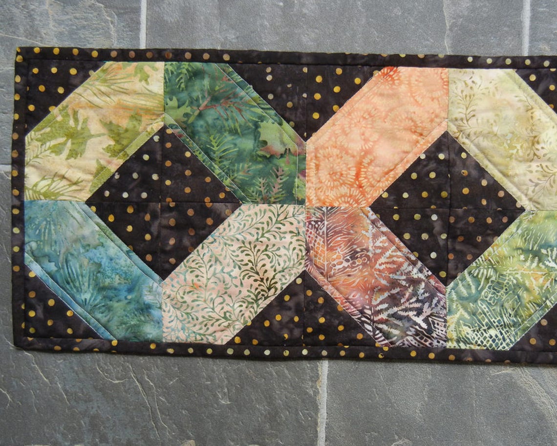 FALL AUTUMN Leaves Batiks Table Runner Topper - Etsy