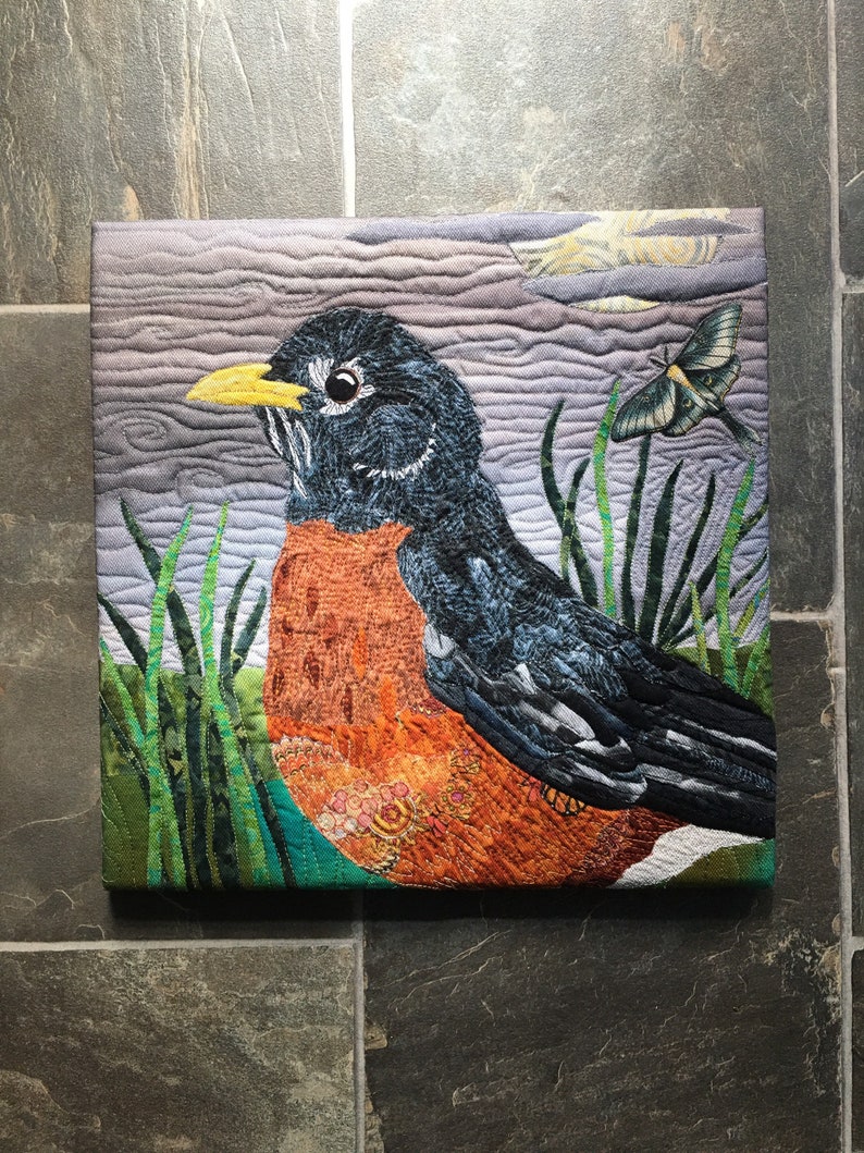 Robin Collage Art Quilt - Etsy