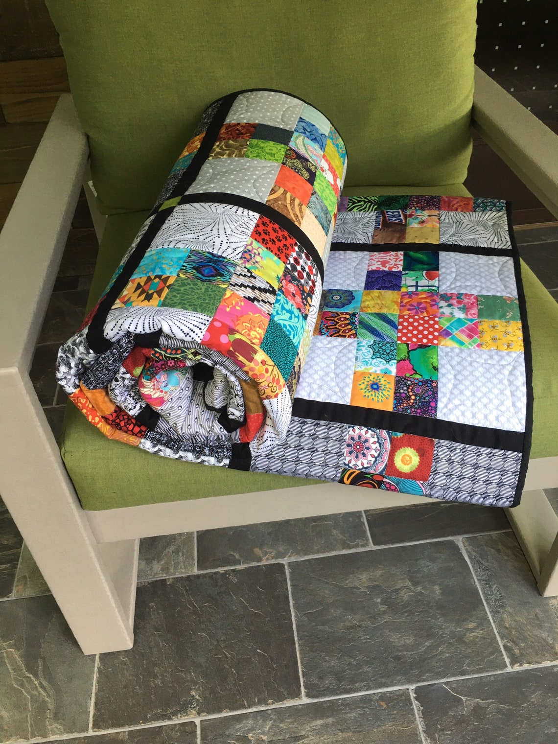 Modern Patchwork Quilt | Etsy