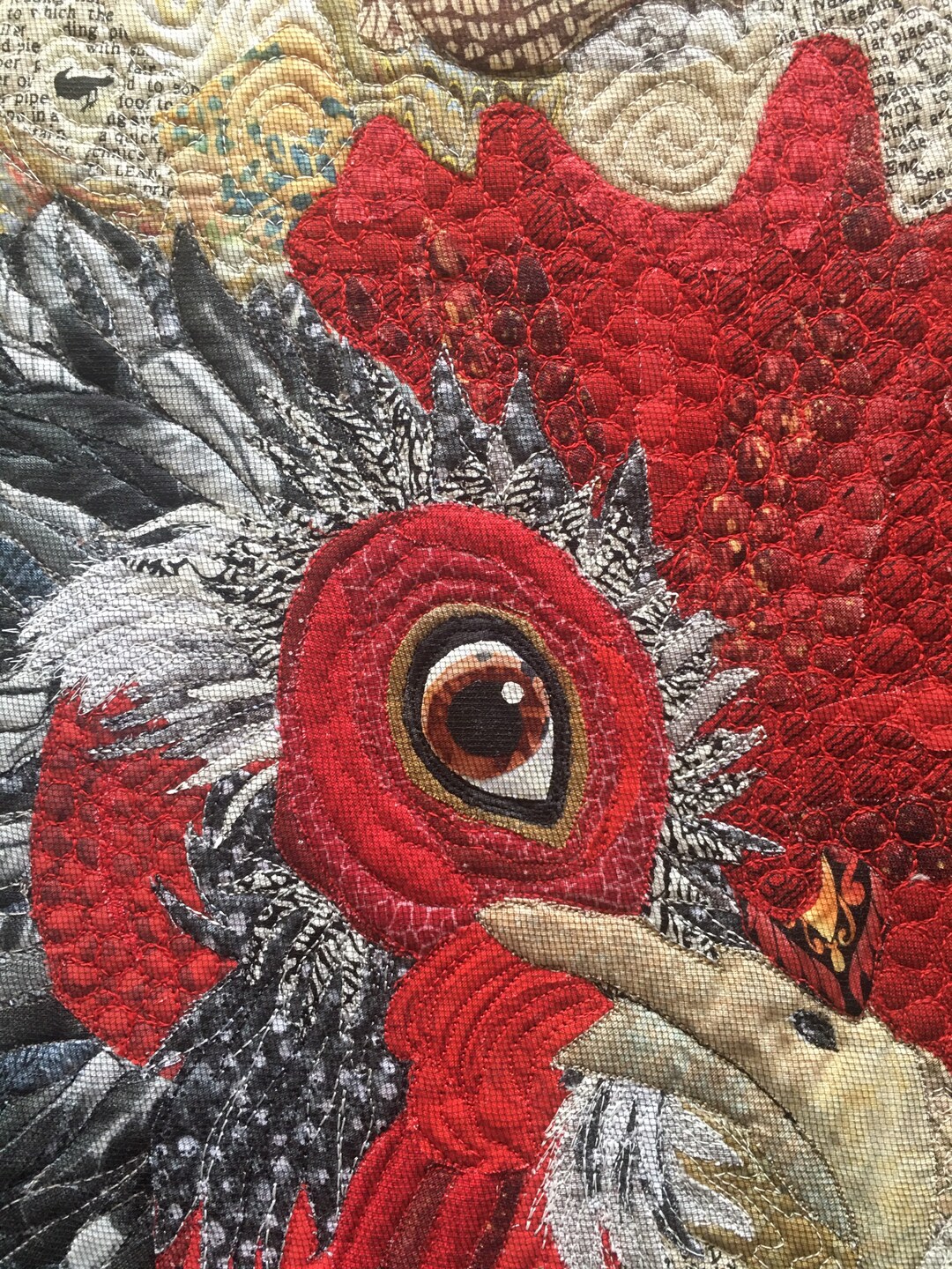 Rooster Collage Art Quilt - Etsy