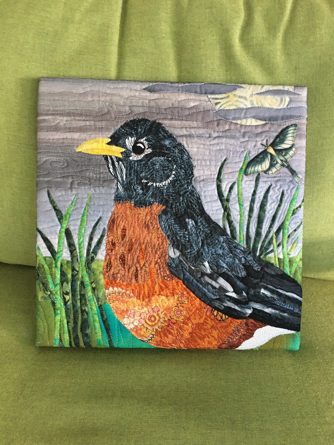 Robin Collage Art Quilt - Etsy
