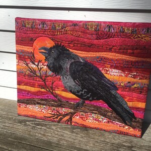 Raven Sunset Art Fabric Collage - Etsy