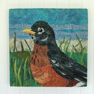 ROBIN Collage Art Quilt - Etsy