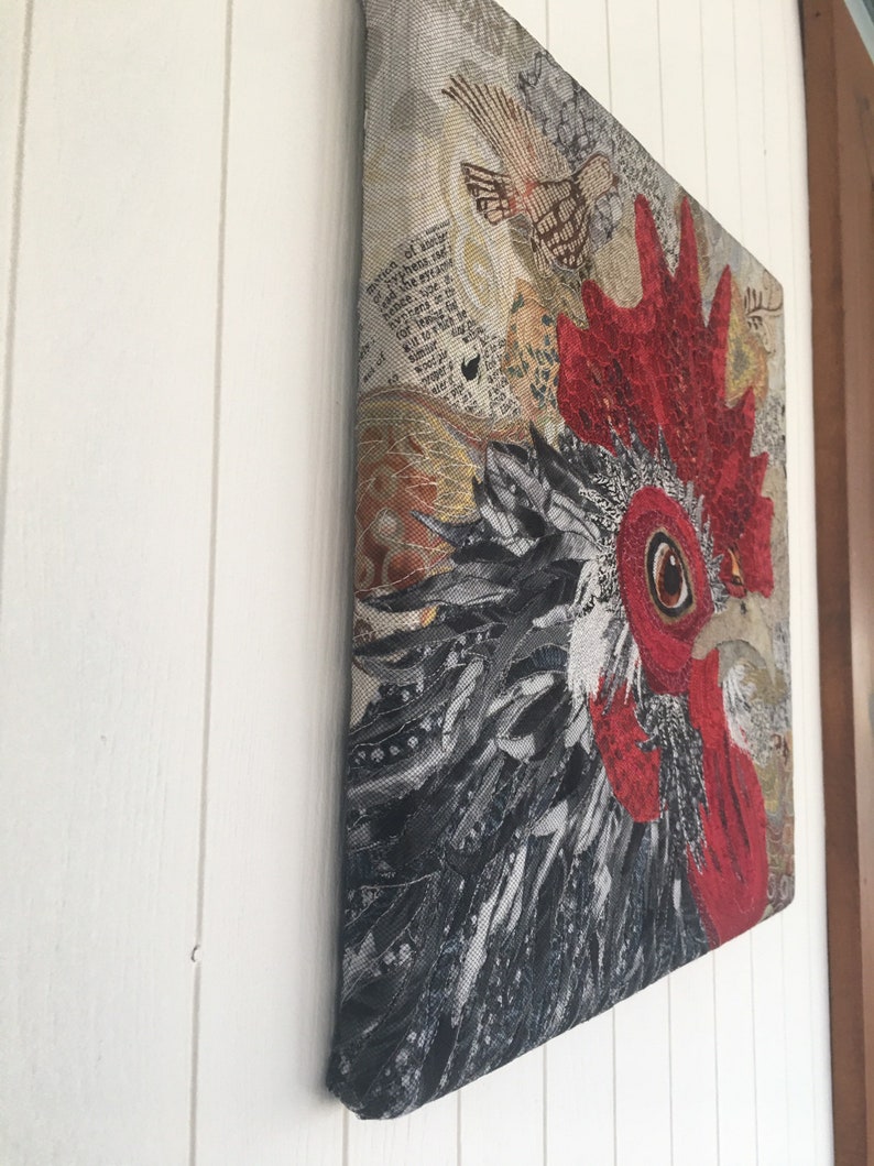 Rooster Collage Art Quilt - Etsy
