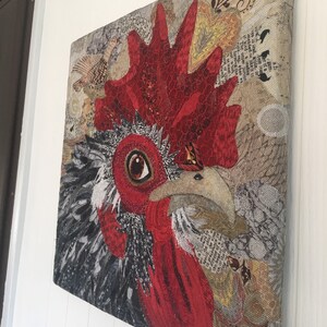 Rooster Collage Art Quilt - Etsy