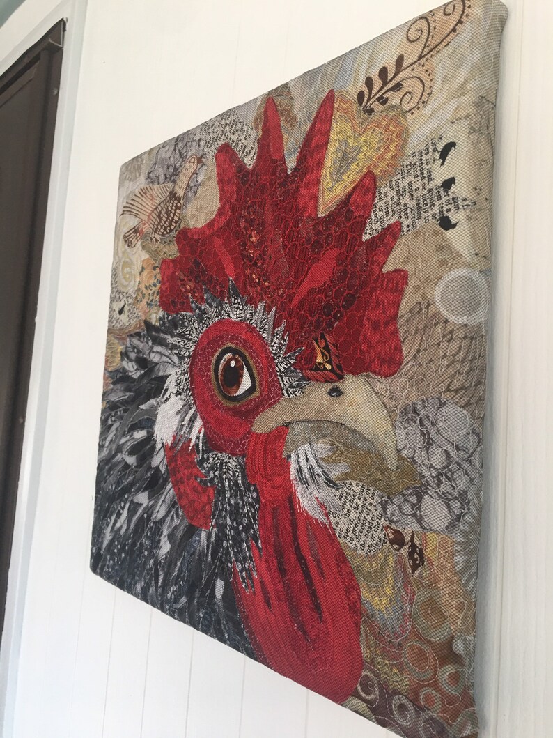 Rooster Collage Art Quilt - Etsy