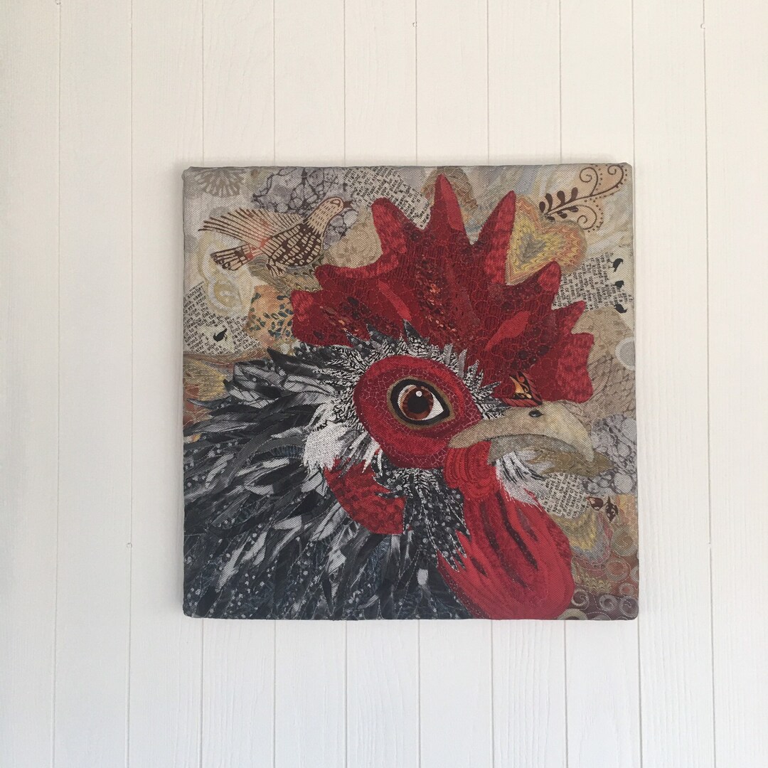 Rooster Collage Art Quilt - Etsy