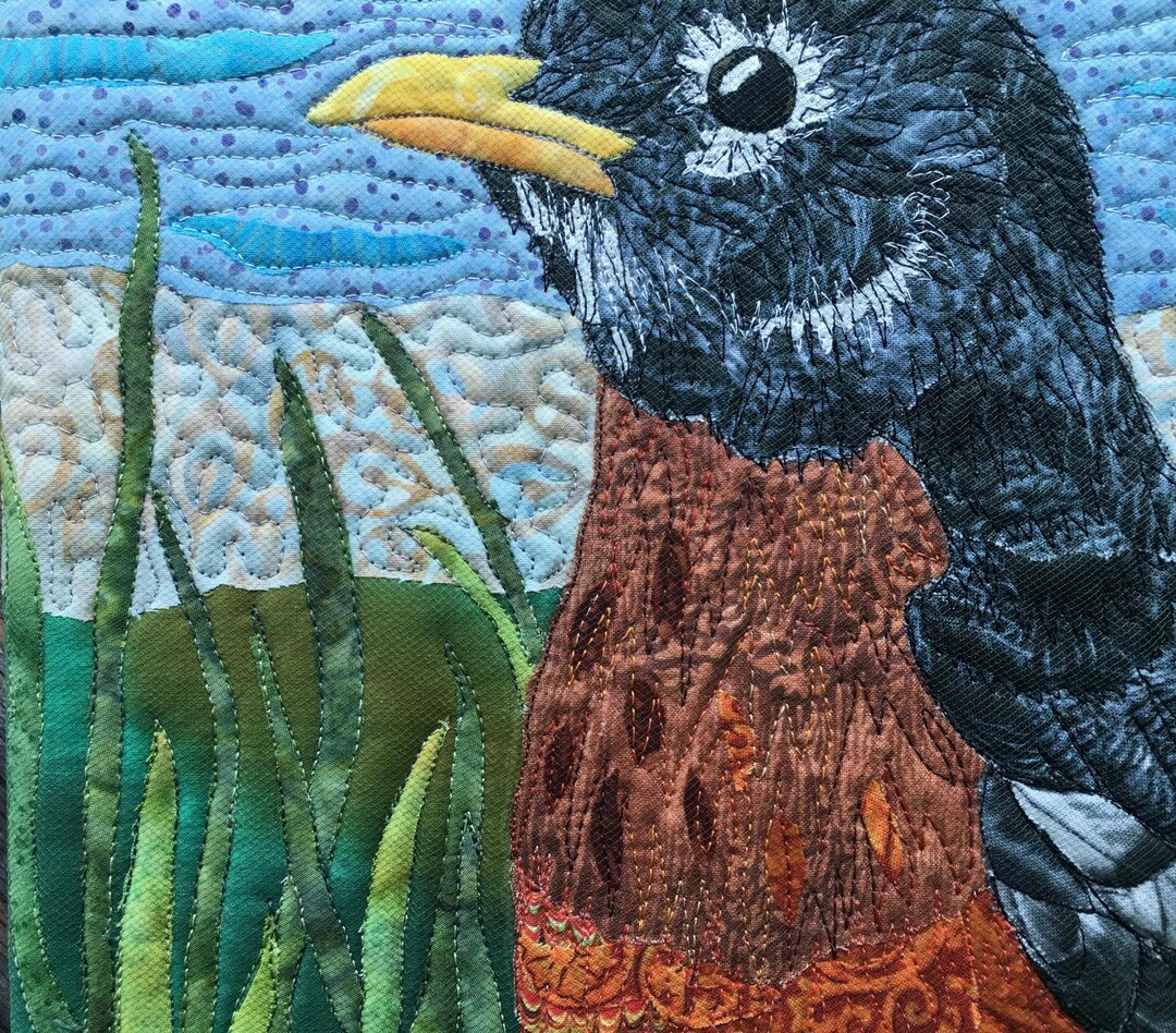 ROBIN Collage Art Quilt - Etsy