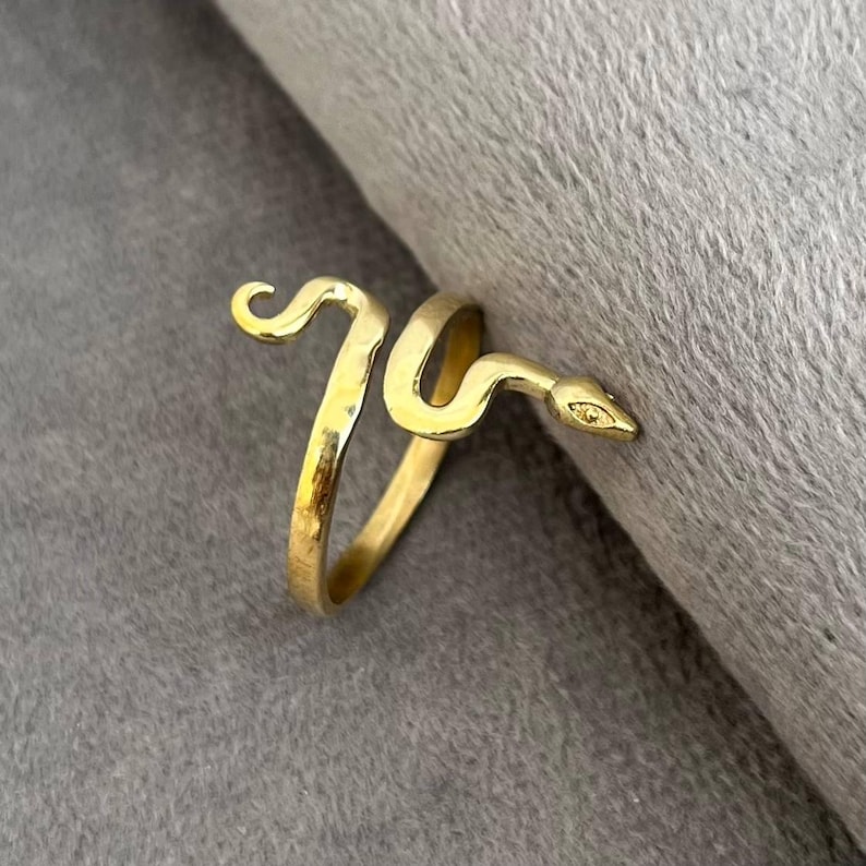 Gold Snake Ring – Adjustable Brass Kundalini Animal Ring - Etsy