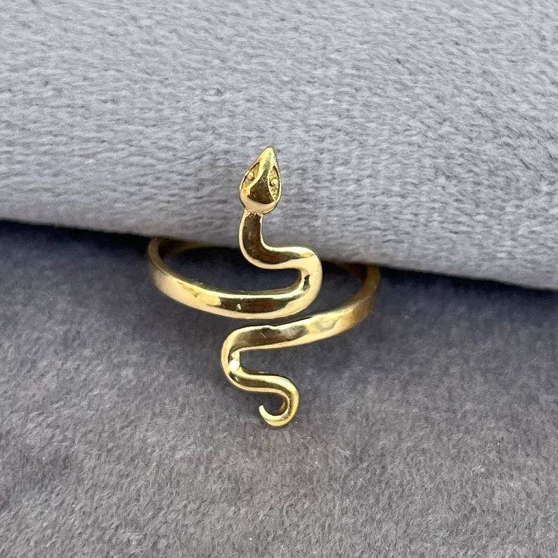 Gold Snake Ring – Adjustable Brass Kundalini Animal Ring - Etsy