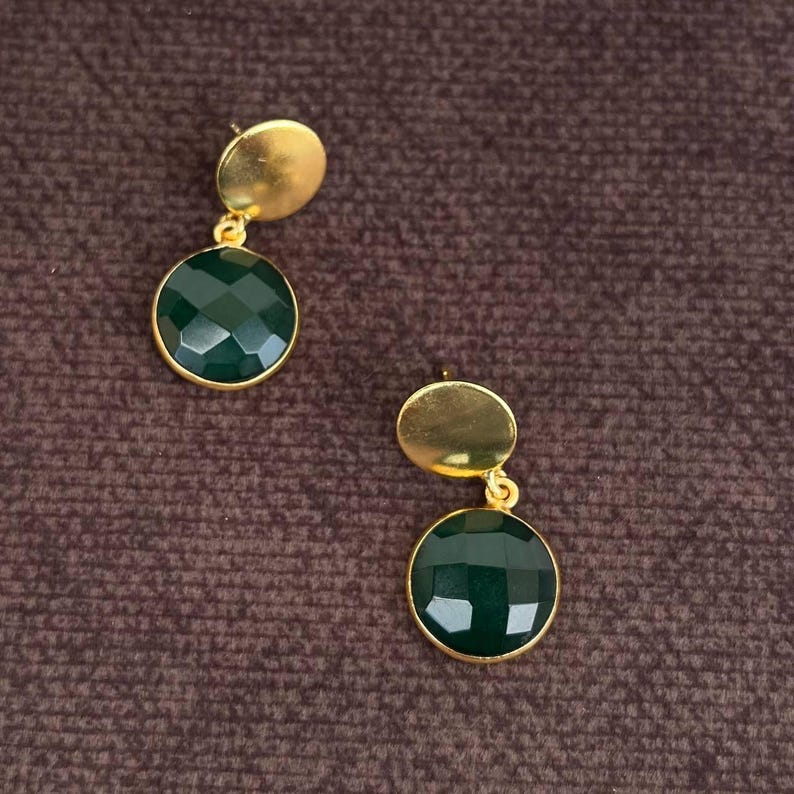 Ethnic Green Onyx Gemstone Stud Earrings: Handmade Boho Earrings - Etsy UK