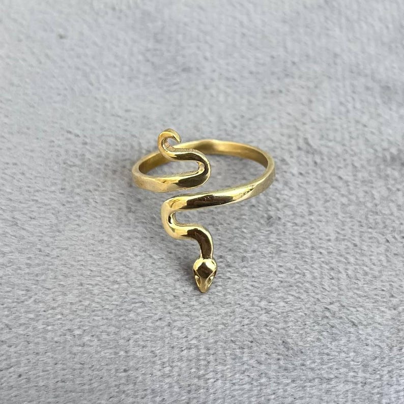 Gold Snake Ring – Adjustable Brass Kundalini Animal Ring - Etsy