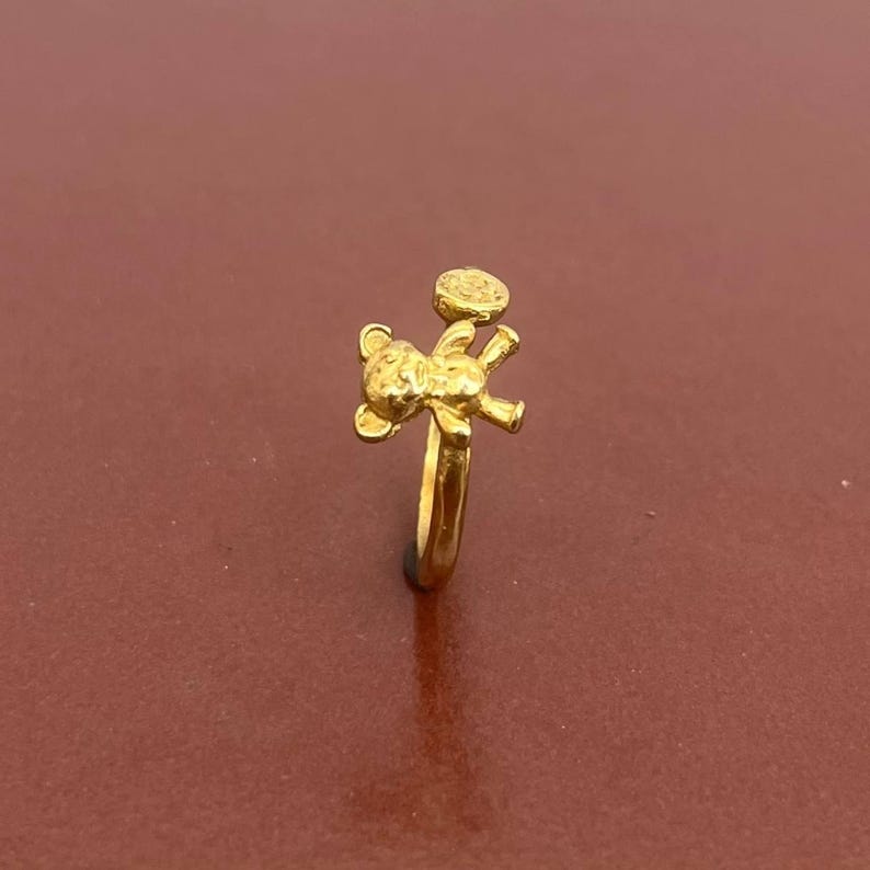 Gold Adjustable Teddy Bear Ring: Dainty Animal Ring - Etsy