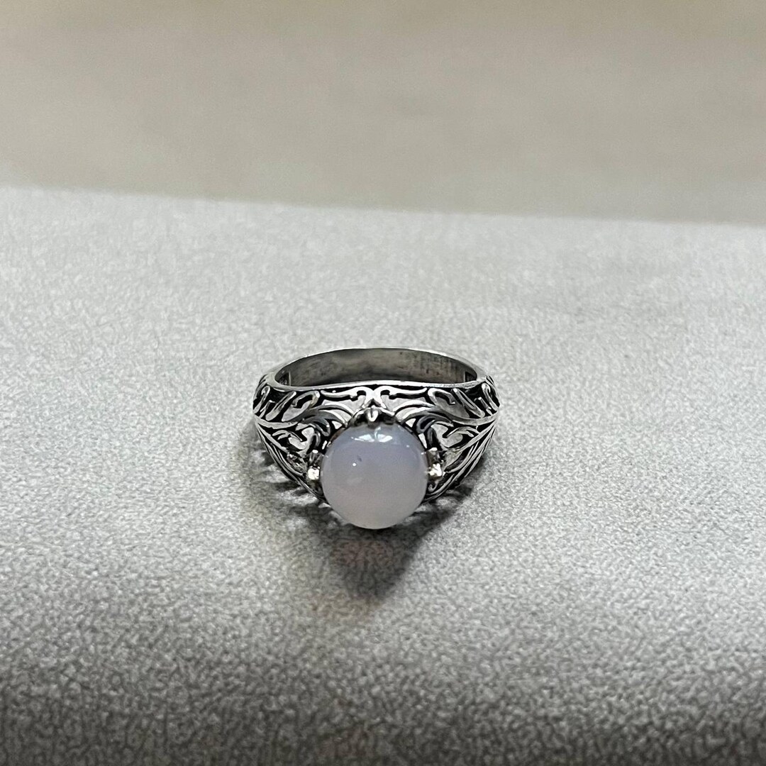 Silver Raw Rainbow Moonstone Ring: Brass Floral Vintage Ring, Ancient ...