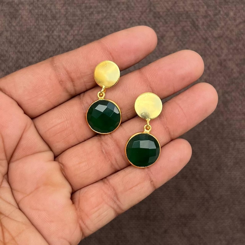 Ethnic Green Onyx Gemstone Stud Earrings: Handmade Boho Earrings - Etsy UK