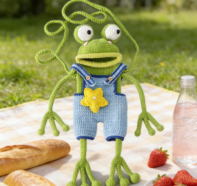 Handmade Crochet Frog Crossbody Bag, Whimsical Amigurumi Purse, Kids ...