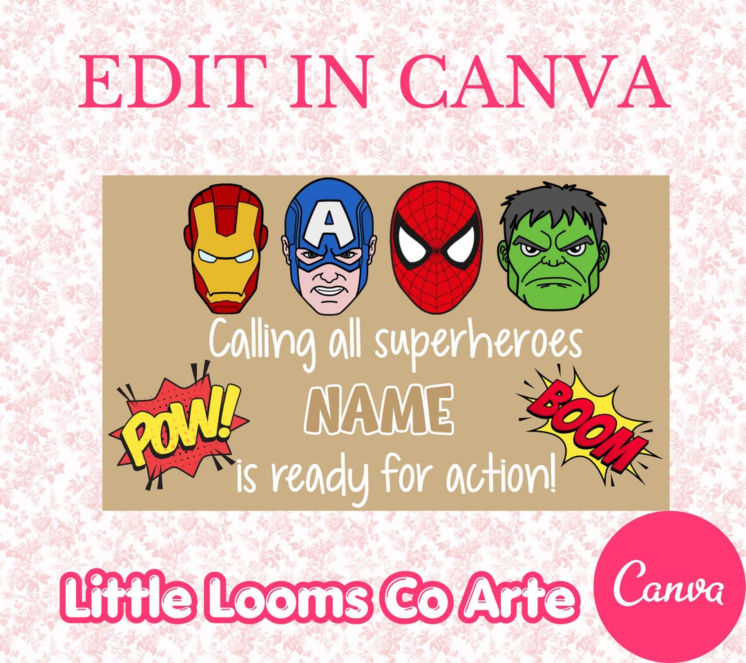 Superhero Banner Template | Editable Canva Banner | 36x60 DIY Painted ...