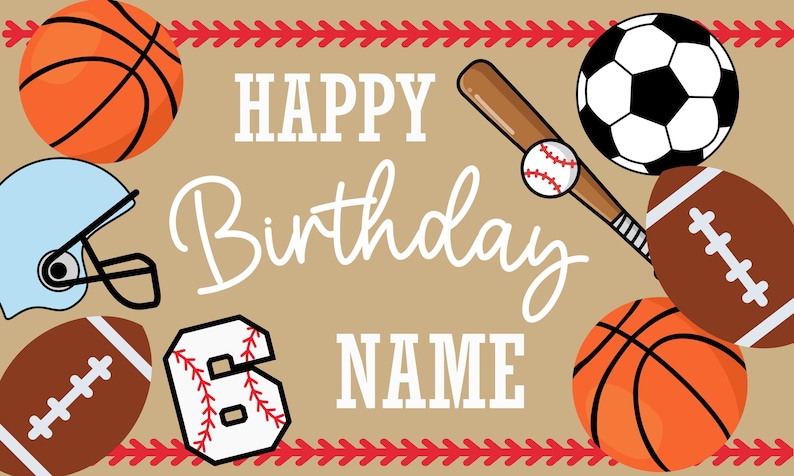 Sports Birthday Banner – Editable Canva Template | Digital Download - Etsy