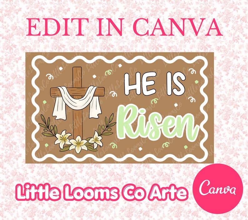 He is Risen Banner Template | Editable Canva Template | Digital ...