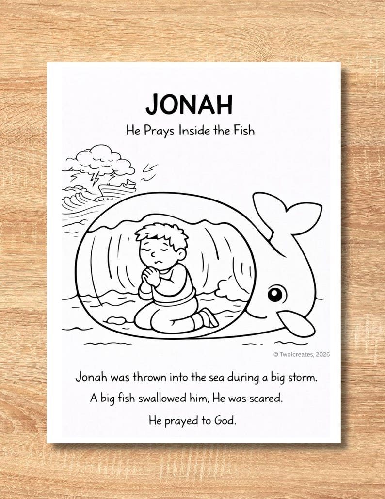 Jonah Toddler Bible Colouring Pages | Christian Preschool Activity (PDF ...