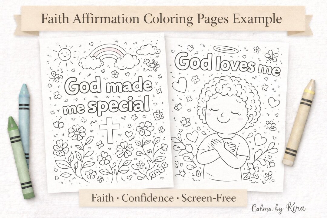 Faith Based Kids Affirmation Coloring Pages – Calm & Confidence ...