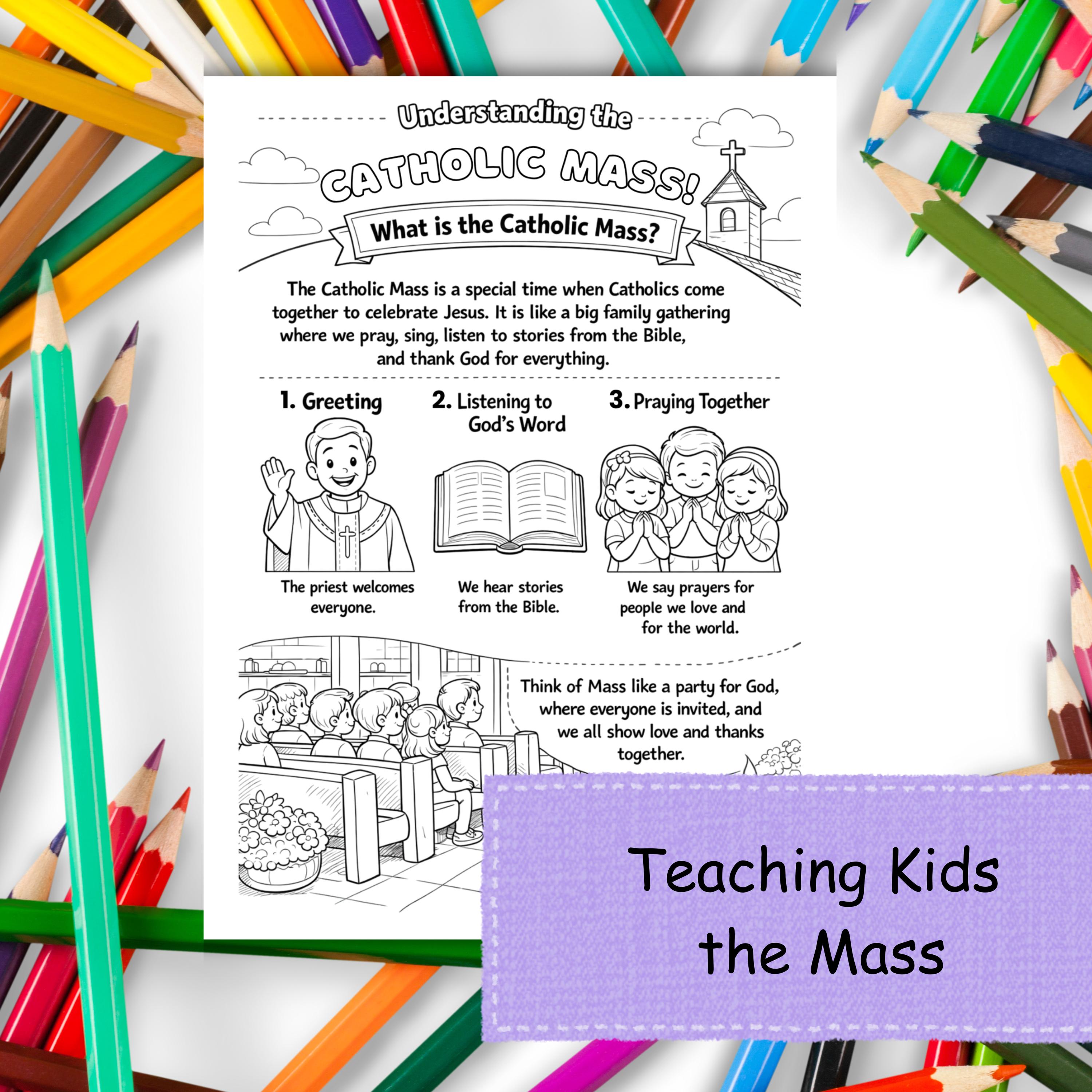 Understanding Catholic Mass for Kids Coloring Page Bundle, Mass Quiet ...