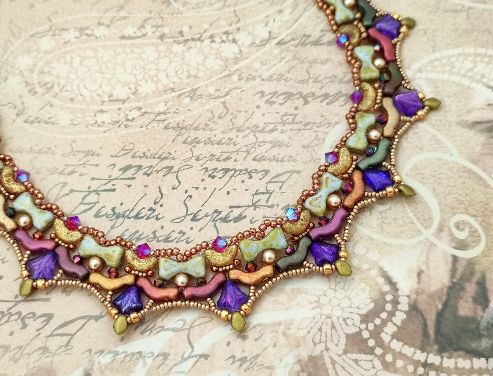 Beading Tutorial Annabelle Necklace Bridge Beads Bow Tie - Etsy