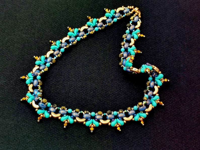 Beading Tutorial Gizelle Necklace Zoliduo Beads, Arcos and Samos by Puca, Crystals, Pearls, Fire ...