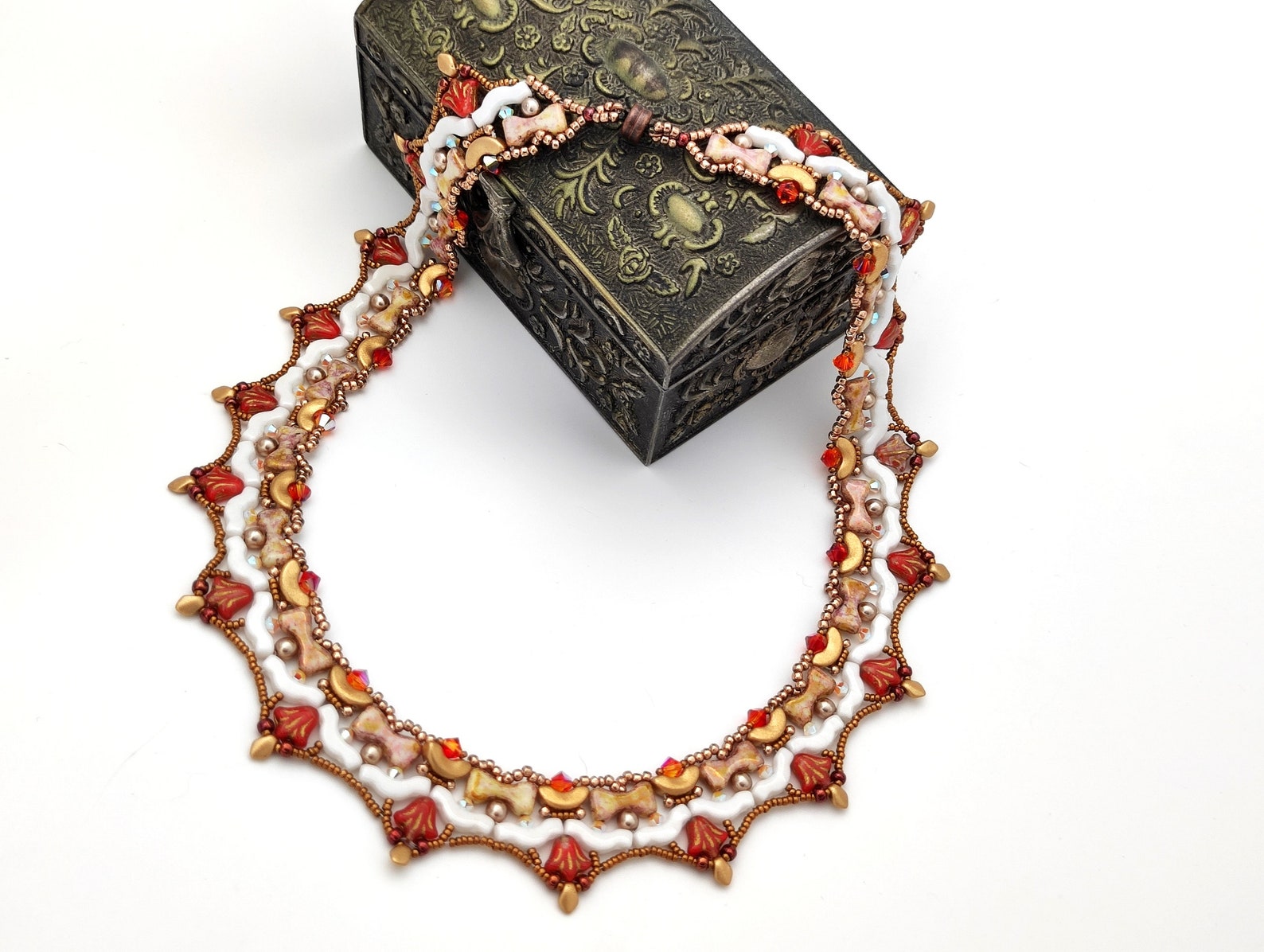 Beading Tutorial Annabelle Necklace Bridge Beads Bow Tie - Etsy