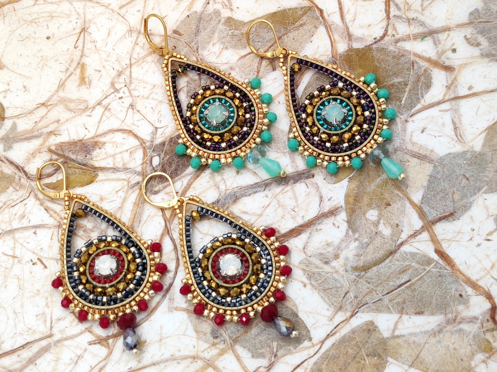 Tutorial - Priya Earrings - Rondelle, Pear Bead, Brass Hoop, Chaton ...