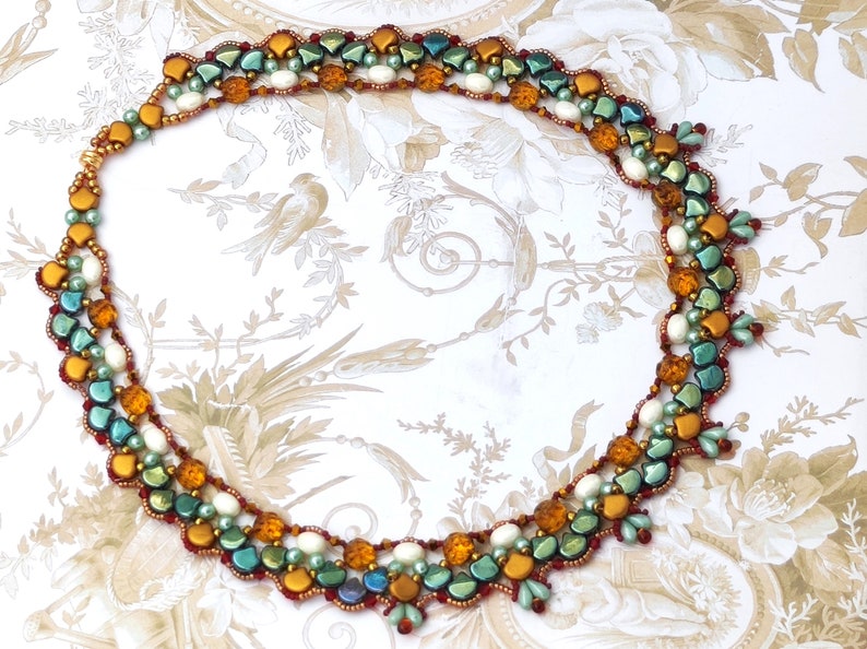 Beading Tutorial Flare Necklace Baroque Beads, Ginko, Samos by Puca ...