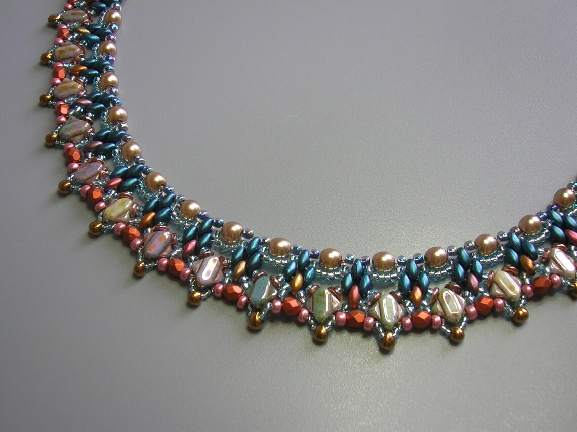 Tutorial Sunset Necklace Silky and O Czech Beads Beading - Etsy