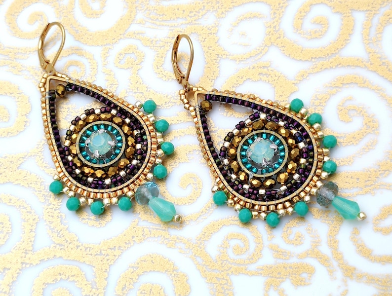 Tutorial - Priya Earrings - Rondelle, Pear Bead, Brass Hoop, Chaton ...