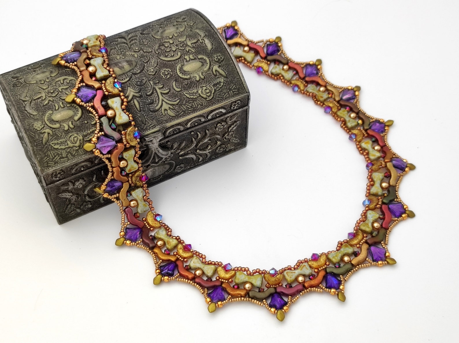 Beading Tutorial Annabelle Necklace Bridge Beads Bow Tie - Etsy