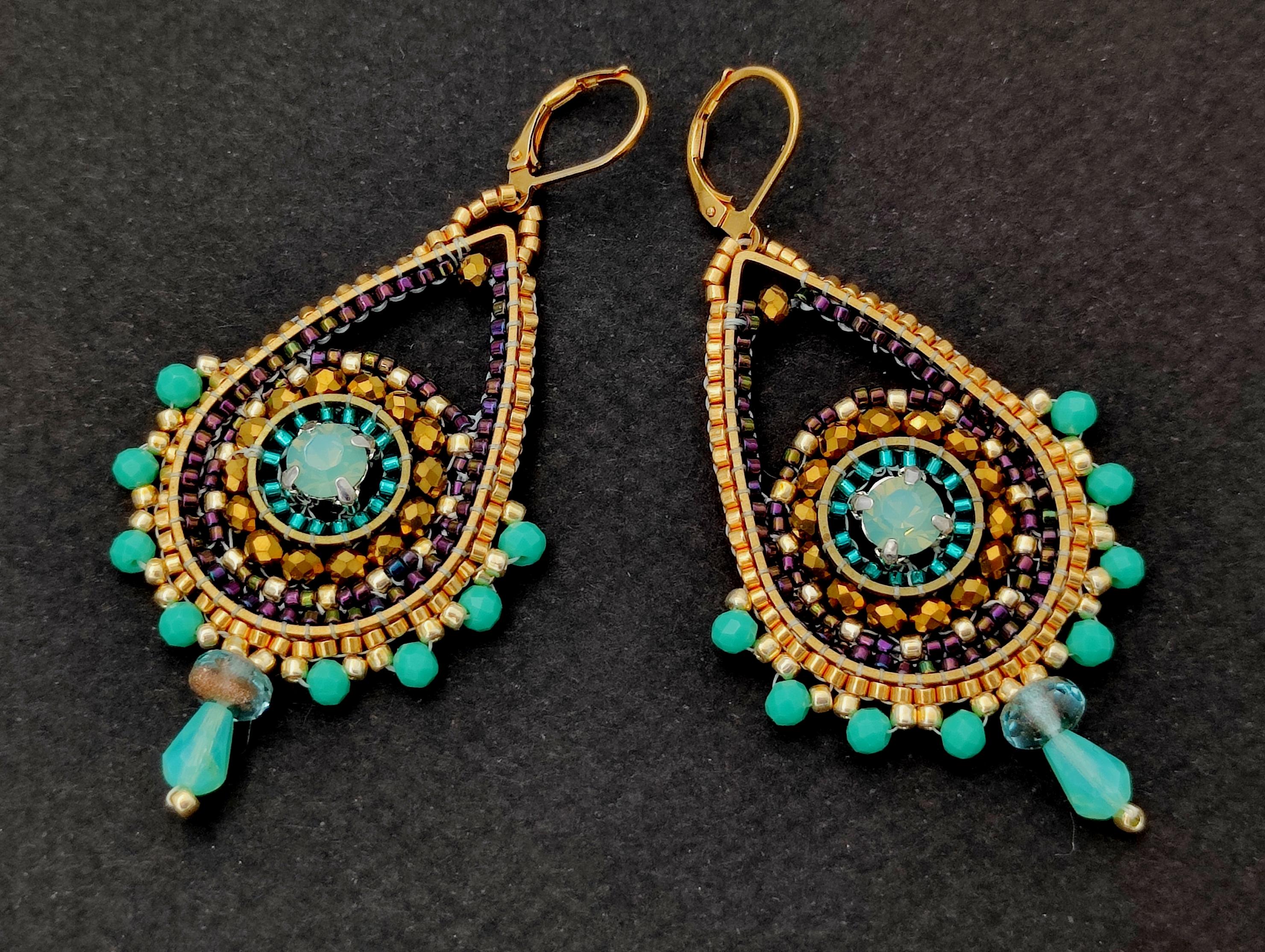 Tutorial - Priya Earrings - Rondelle, Pear Bead, Brass Hoop, Chaton ...